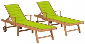Zahradní lehátko 2ks masivní teak / látka Dekorhome