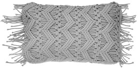 Dekorativní makramé polštář 30 x 45 cm šedý KIRIKKALE Beliani