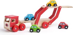 Bigjigs Toys Dřevěný kamion s auty