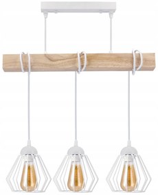 BERGE LED závěsné stropní svítidlo, dřevěný trám, 3xE27 - bílá