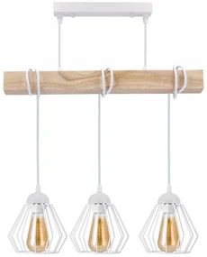 BERGE LED závěsné stropní svítidlo, dřevěný trám, 3xE27 - bílá