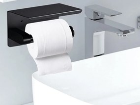 Verk Group Držák toaletního papíru s poličkou na telefon černý půdní wc ocelový