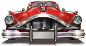DIMEX | Samolepicí vliesová fototapeta na zeď Maska retro automobilu II. MA-5-2198 | 375 x 250 cm | červená, bílá, metalická