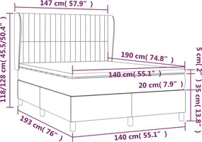 Box spring postel s matrací tmavě šedý 140 x 190 cm textil 3128118
