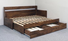 Rozkládací postel s úložným prostorem GABRIEL - Pravá, masiv buk