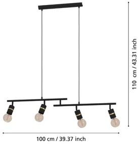 Eglo 900177 - Lustr na lanku LURONE 4xE27/10W/230V