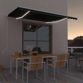 Automatická markýza LED a senzor větru 400x350 cm antracitová 3068994