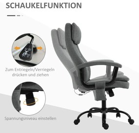 Vinsetto Masážní kancelářská výškově nastavitelná otočná židle, ergonomická, šedá 63 x 70 x 112-121 cm 921-308
