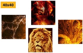 Set obrazů abstraktní zvířata Varianta: 4x 40x40