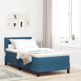 Postel s boxspringem s matrací Tmavě modrá 100 x 200 cm samet 3339156