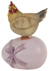 Dekorace slepička na vajíčku s mašlí - 9*7*12 cm