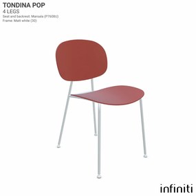 Židle Tondina Pop Barva kovové konstrukce: Matt white 30, Barva sedáku a opěradla z recyklovaného plastu: Marsala IP7608U