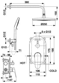 KFA Armatura 5559-501-81- Sprchová sada s podomítkovou baterií OTAVA matná černá
