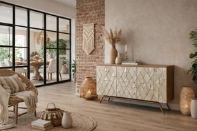 Komoda Stilig 150 cm šampaňské zlato/hnědá