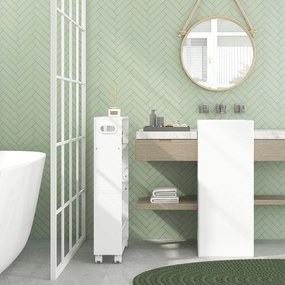 HOMCOM 3-policový kuchyňský vozík se bočními zábradlím a madly do jídelny a koupelny 45x15x80 cm Bílý