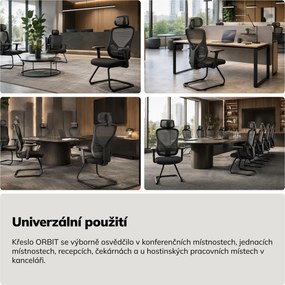 Černá kancelářská konferenční židle s opěrkou hlavy ORBIT