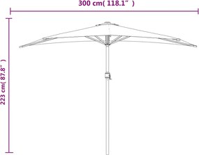 vidaXL Marketos Slunečník na balkon hliníková tyč zelený 300 x 155 cm půlkruh