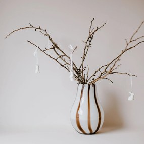 Broste Skleněná váza Ada Stripe Taupe Warm Grey, hnědá barva, sklo