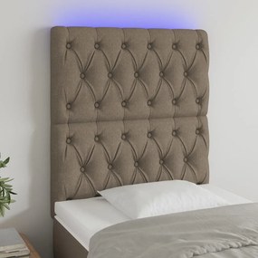 Čelo postele s LED taupe 80x7x118/128 cm textil