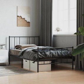 vidaXL Kovový rám postele s hlavovým a nožním čelem 100 x 190 cm [352492] Barva: Černá