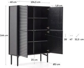Černá skříňka v dekoru dubu 104,5x144x40 cm Lenon – Kave Home