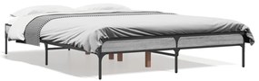 Rám postele šedý sonoma 120 x 200 cm kompozitní dřevo a kov