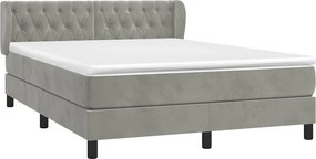 Box spring postel s matrací světle šedá 140x200 cm samet 3127673