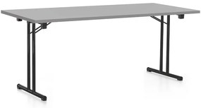 Skládací stůl 180 x 80 cm, černá podnož, světle šedá