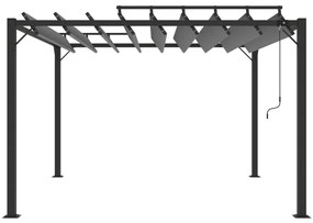 Altán s lamelovou střechou 3 x 3 m antracitová tkanina a hliník,  313926