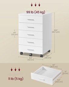 Kancelářský kontejner Vasagle Grigo 42 cm bílý