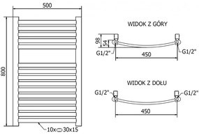 Mexen Helios, elektrické topné těleso 800 x 500 mm, 300 W, zlatá lesklá, W103-0800-500-2300-50