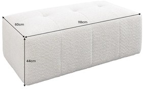 Massive home | Taburet ROYAL 120cm, bouclé, šedá