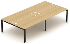 NABYTEK-DESIGNOVY.CZ - DEB212U - Kancelářský stůl EPIC (4.osoby), 240/280/320/360cm, kovová podnož U, dub/černá