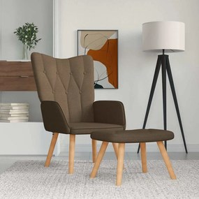 Relaxační křeslo se stoličkou hnědé textil 327537