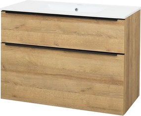Mereo Mereo, Mailo, koupelnová skříňka s keramickým umyvadlem 101 cm, černé madlo, CN522B