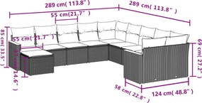 11dílný zahradní sedací souprava s poduškami béžový polyratan 3258972