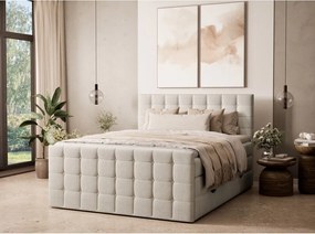 Krémová boxspring postel s úložným prostorem 160x200 cm Tasca – Maison de Rêve