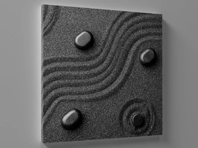 Obraz kameny v černém písku zen Rozměr: 100 x 100 cm