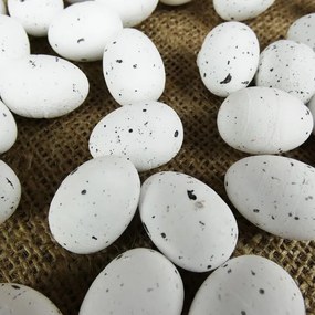 Dekorativní polystyrenová vajíčka BÍLÁ- 2,5 cm, 50 ks