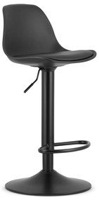 Černá barová židle HOGA z eko kůže s černou nohou
