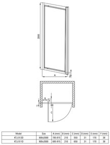 Deante Jasmin Plus, 1-křídlé sprchové dveře 80x200 cm, 5mm čiré sklo, chromový profil, DEA-KTJ_012D