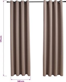 Zatemňovací závěsy s kovovými kroužky 2 ks taupe 140 x 175 cm 134434