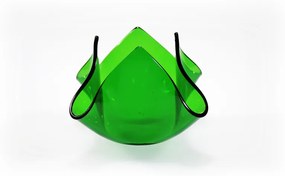 BDK-GLASS Skleněný svícen KVĚT - zelené sklo