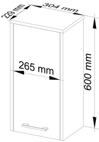 Závěsná koupelnová skříňka Fin 30 cm dub artisan/bílá