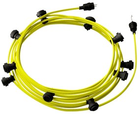 creative cables Hotový světelný řetěz LUMET 12,5 m je sestavený z 10 černých objímek, háčku a zástrčky Barva kabelu: Neonově žlutá - CF10