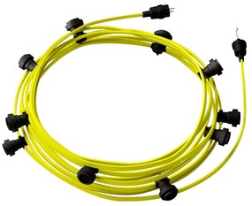 creative cables Hotový světelný řetěz LUMET 12,5 m je sestavený z 10 černých objímek, háčku a zástrčky Barva kabelu: Žlutá - CM10