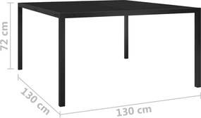 Zahradní stůl 130 x 130 x 72 cm černý ocel a sklo 313099