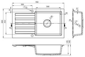 Sapho - Kuchyňský dřez 78x44 cm granit/bílá