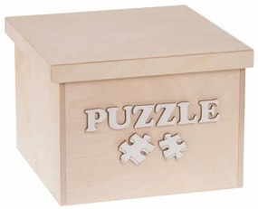 FK Dřevěný box na hračky - Puzzle 20x20x15 cm, Přírodní