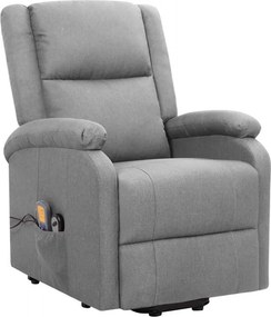 Zvedací masážní křeslo světle šedé textil 329709